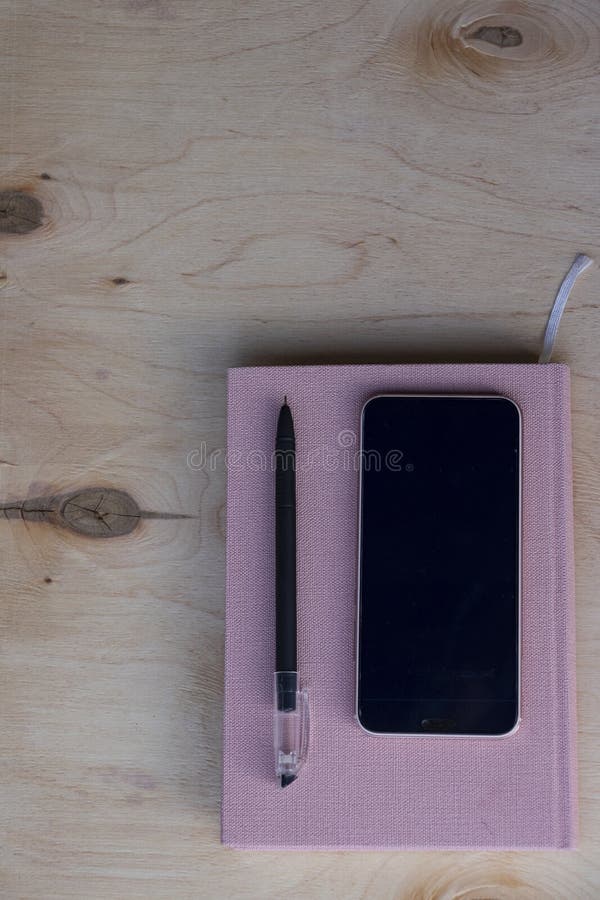 Wooden Desktop with Keyboard, Diary and Pen, Glasses for the Computer ...