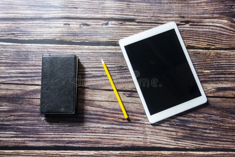 Wooden Desktop Tablet Computer Stock Photo - Image of tablet ...