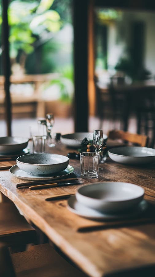 Elegant Dining Table Set for a Meal with Minimalist Dishware and ...