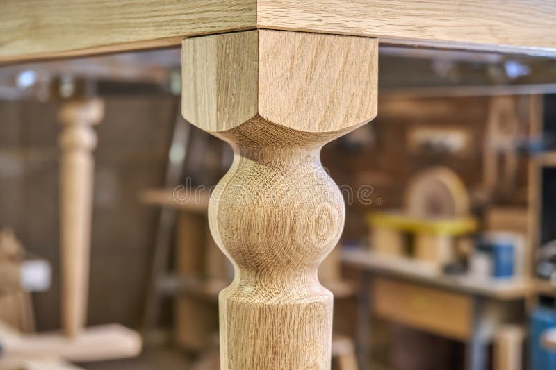 Wooden Dining Table of Solid Oak Build Process in Workshop Stock Image ...