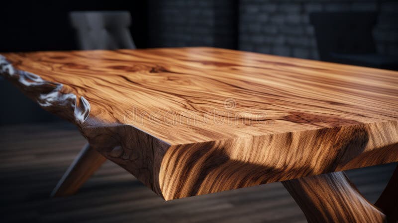 Realistic Carved Wood Dining Table with Organic Texture Stock ...