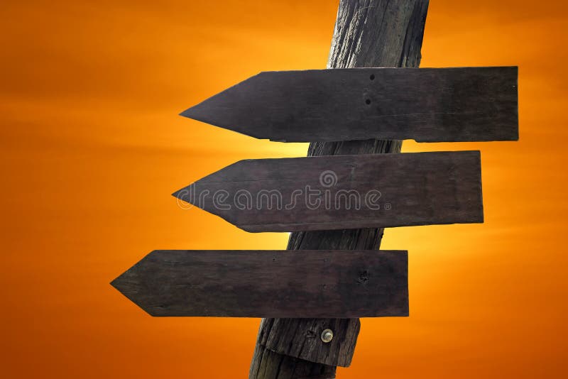 Wooden Direction Sign with Blank Spaces for Text Stock Photo - Image of ...