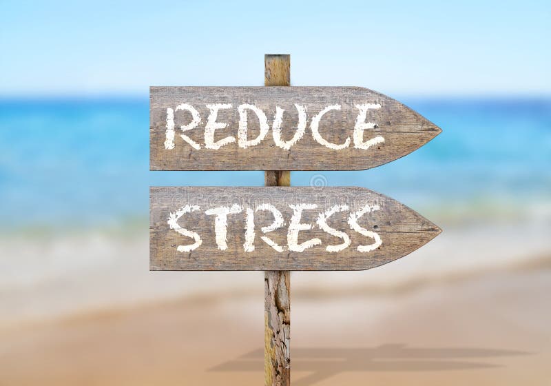 Wooden Direction Sign with Reduce Stress Stock Photo - Image of guide ...