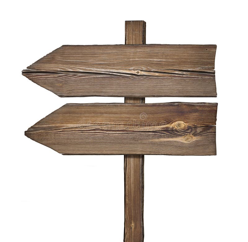 Wooden Direction Sign with Two Arrows in One Direction Stock Image ...