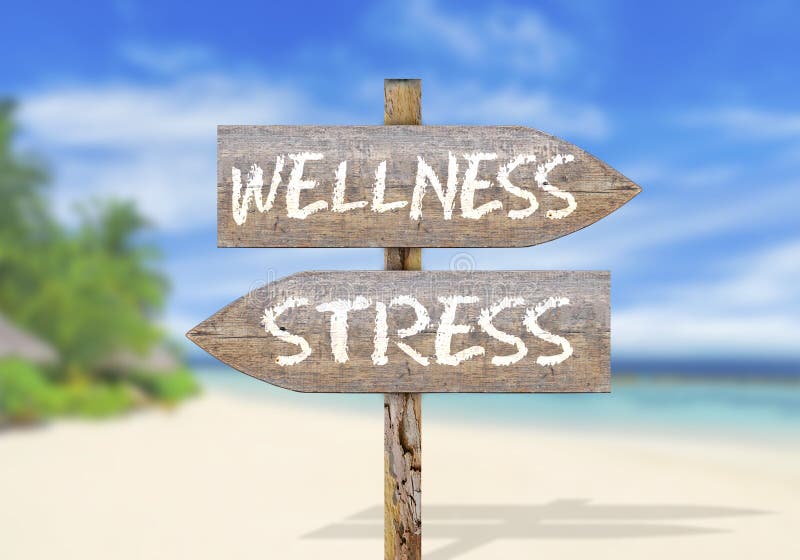 Wooden Direction Sign with Reduce Stress Stock Photo - Image of guide ...