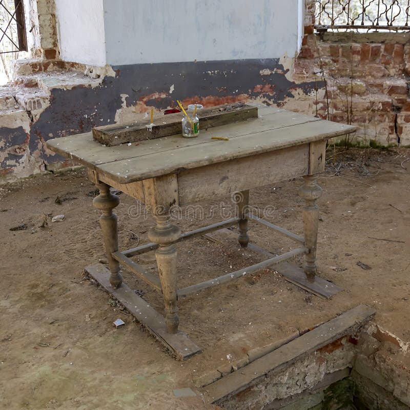 Wooden dirty table stock image. Image of aged, brown - 217959505