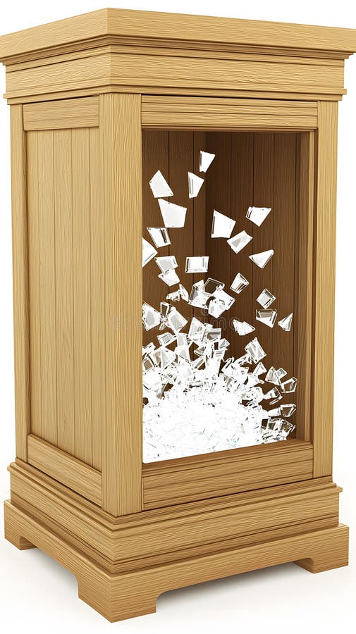 Wooden Display Case with Shattered Glass Inside Stock Illustration ...