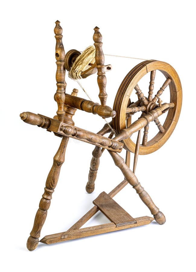 Wooden Distaff, Spinning Wheel Stock Image - Image of ancient, isolated ...