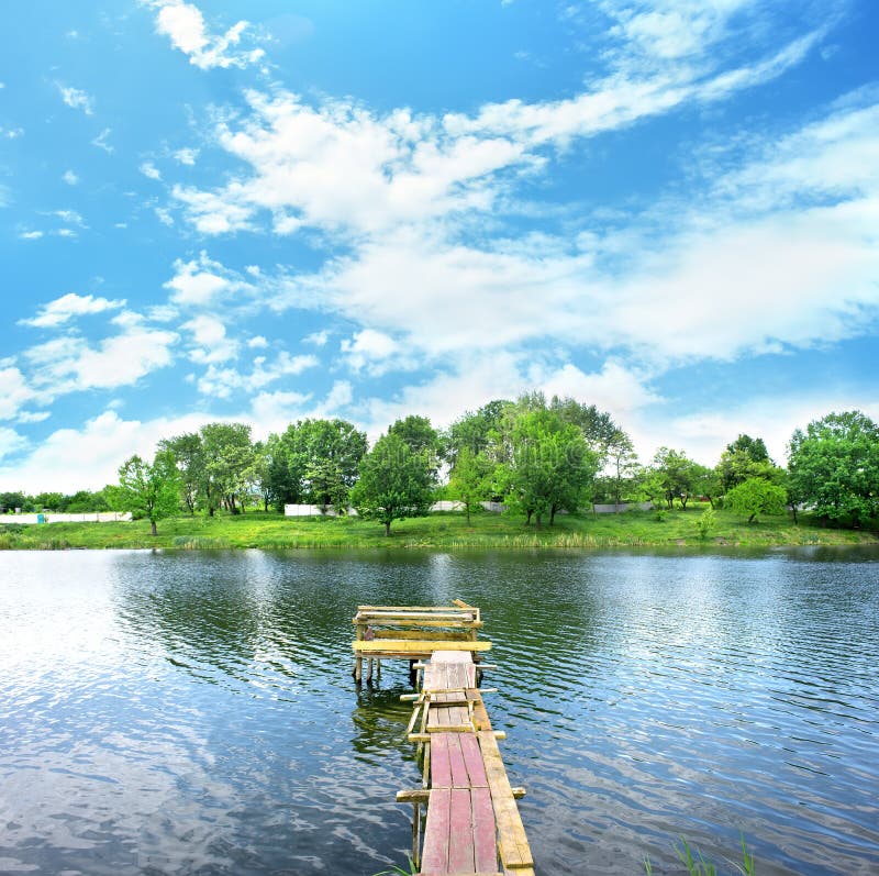 Wooden dock stock image. Image of grass, garden, pier - 31031141