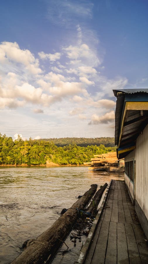 Wooden dock in the river stock image. Image of cloud - 80180241