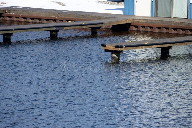 Docks on a Lake in Eagle River, Wisconsin in Early Spring Stock Photo ...