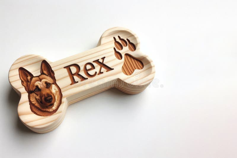 A Wooden Dog Bone Engraved with the Name Rex. Space for Text. Stock ...
