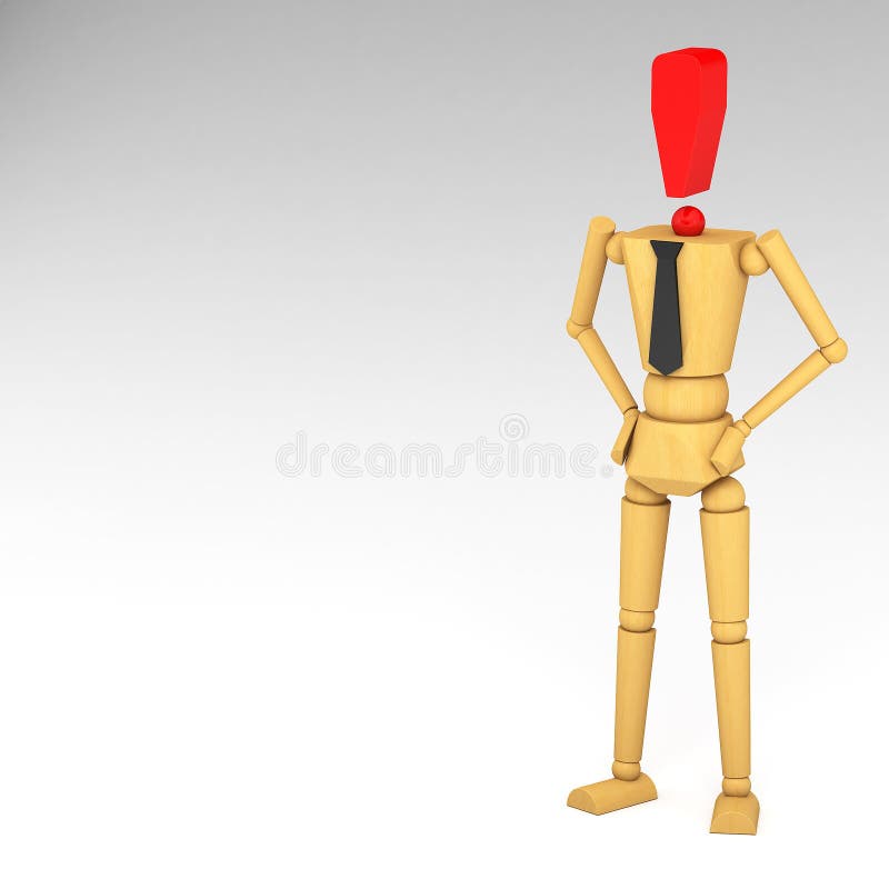 The Wooden Doll with Question Mark Stock Illustration - Illustration of ...