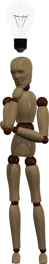 Wooden doll having ideas stock illustration. Illustration of thinking ...
