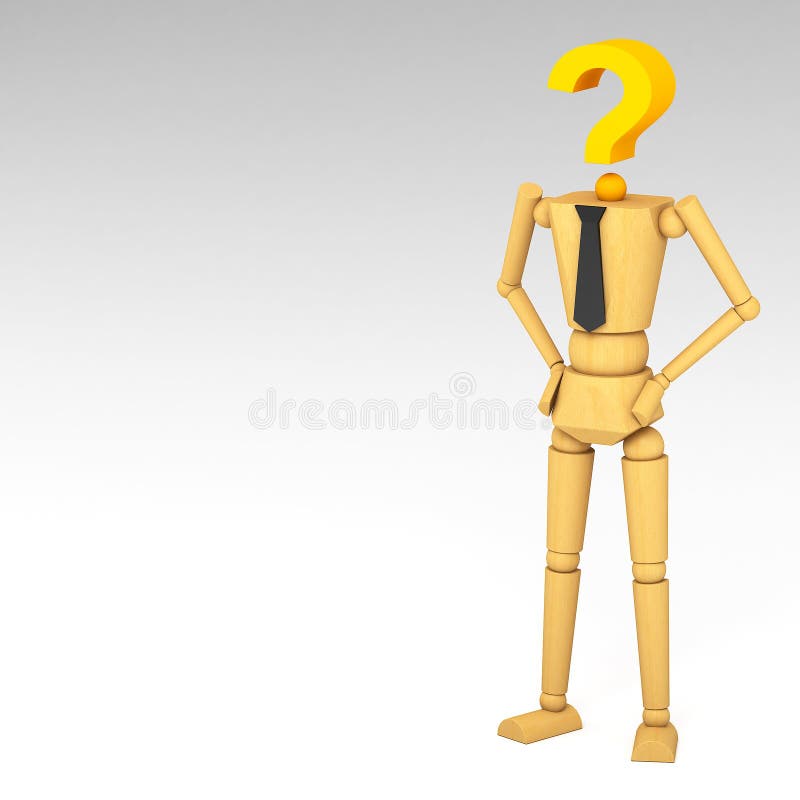 The Wooden Doll with Question Mark Stock Illustration - Illustration of ...