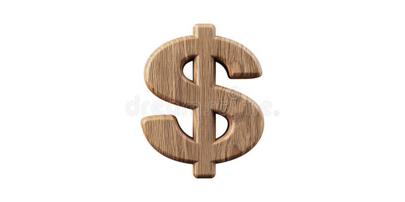 Wooden Dollar Symbol with Grain Texture Isolated on Transparent ...