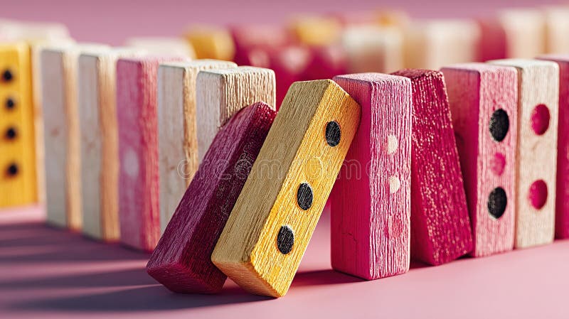 Wooden Domino Blocks Falling Economic Collapse Metaphor Stock Photos ...