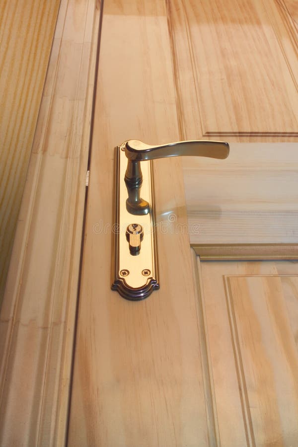 Wooden door and handle stock image. Image of lock, handle - 37591