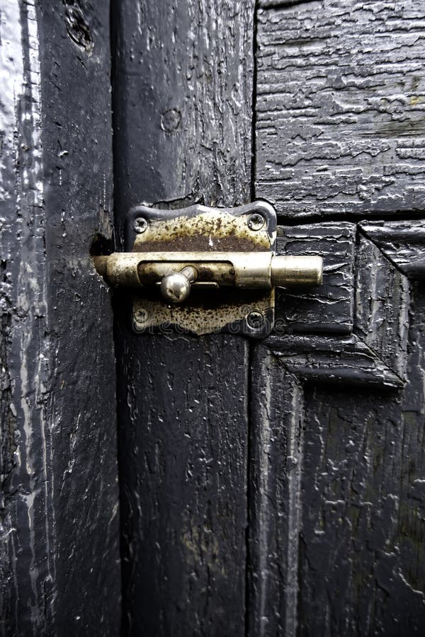 Wooden door with lock stock image. Image of antique - 318922025