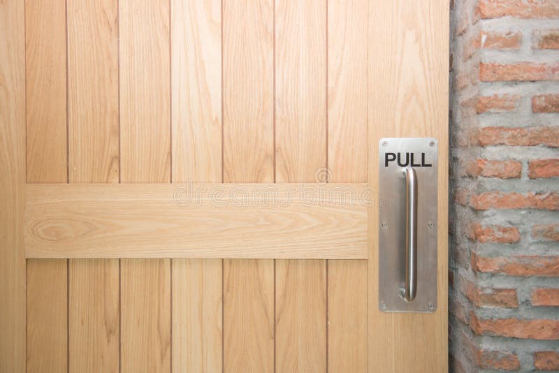 Wooden Door with Metal Handle Stock Photo - Image of house, metal: 54525452