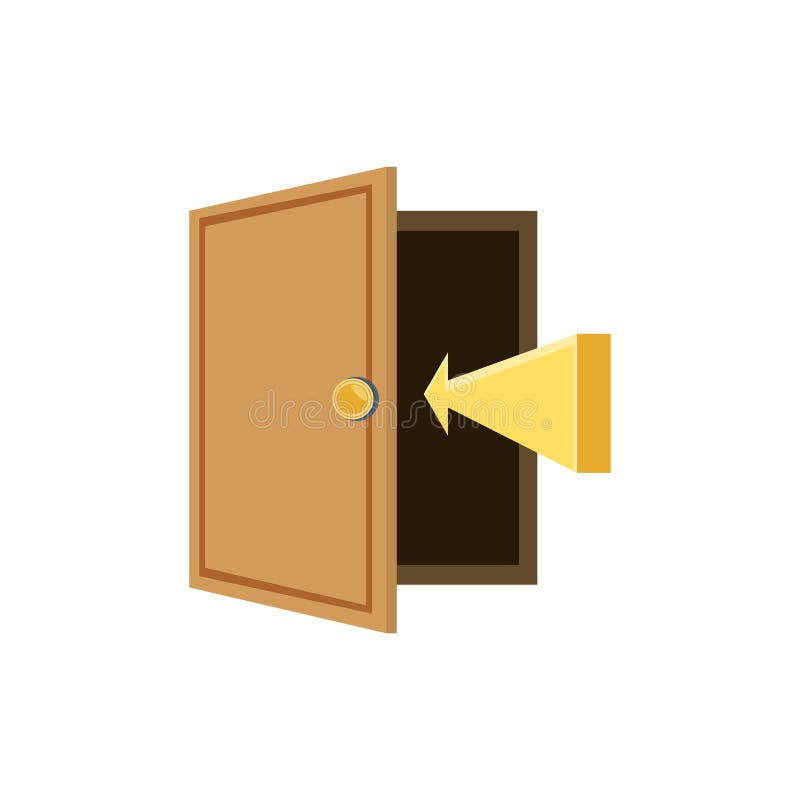 Wooden Door Open with Arrow Stock Vector - Illustration of open ...
