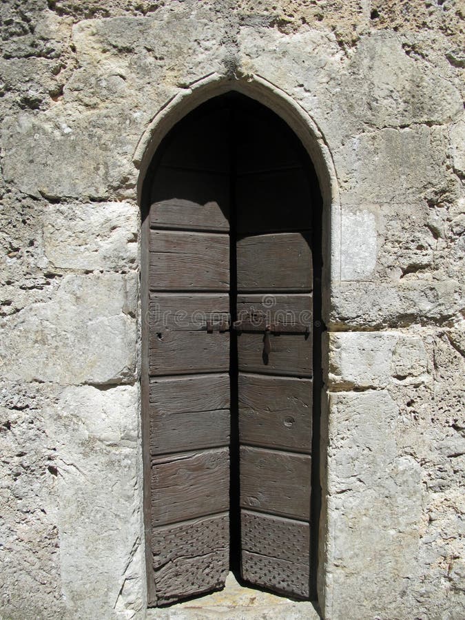 Wooden door partly open stock image. Image of wall, doors - 25695661