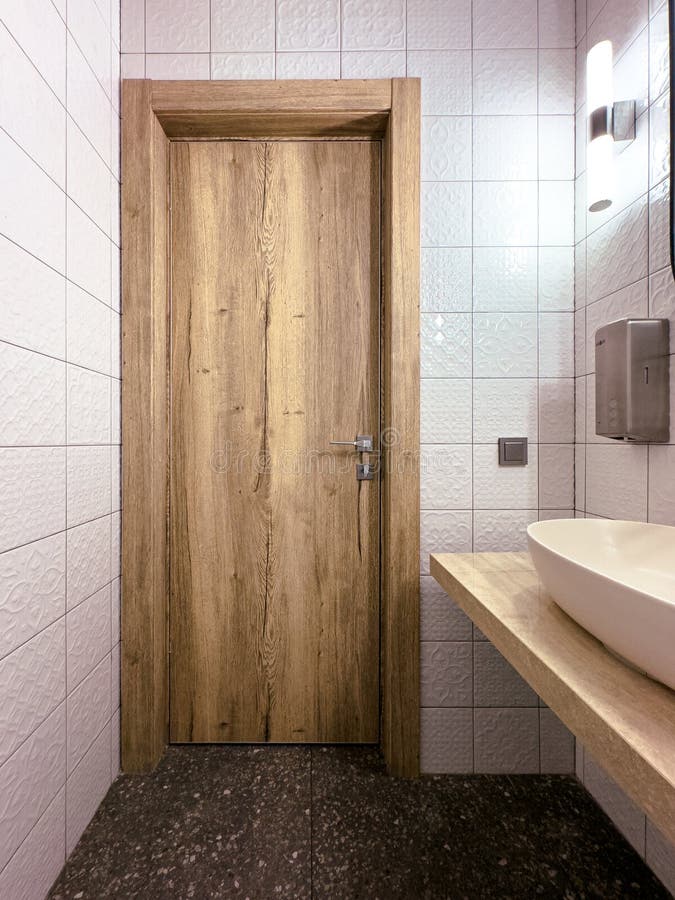 Wooden Door in the Restroom Stock Image - Image of light, house: 315058121