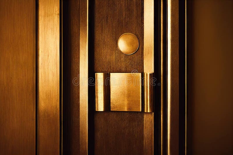 Wooden Door with Security System and Lock with Metal Rectangular Door ...