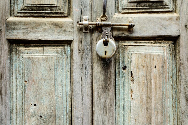 Wooden Door Shut with a Lock Stock Image - Image of residential, wooden ...