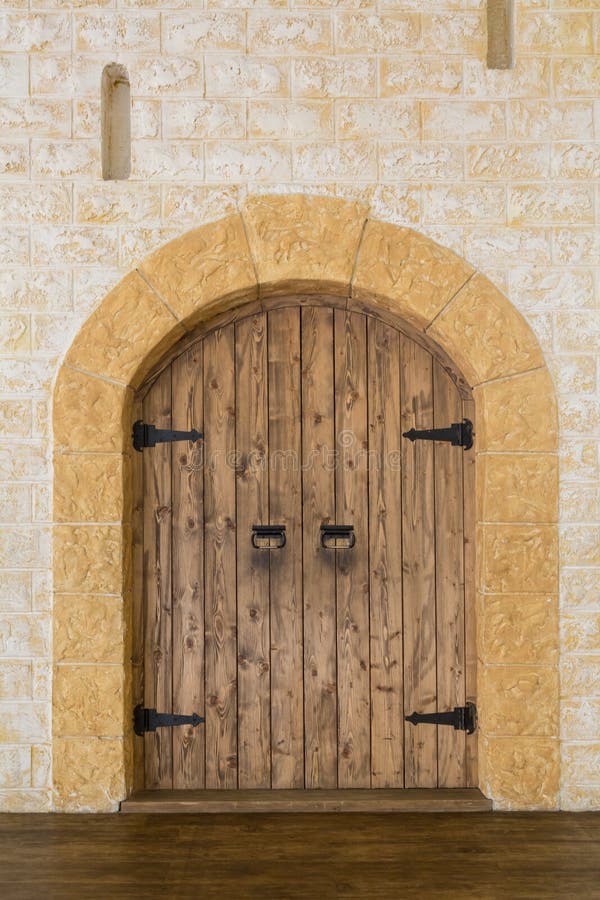 Wooden Door in a Stone Castle Stock Image - Image of fantasy ...
