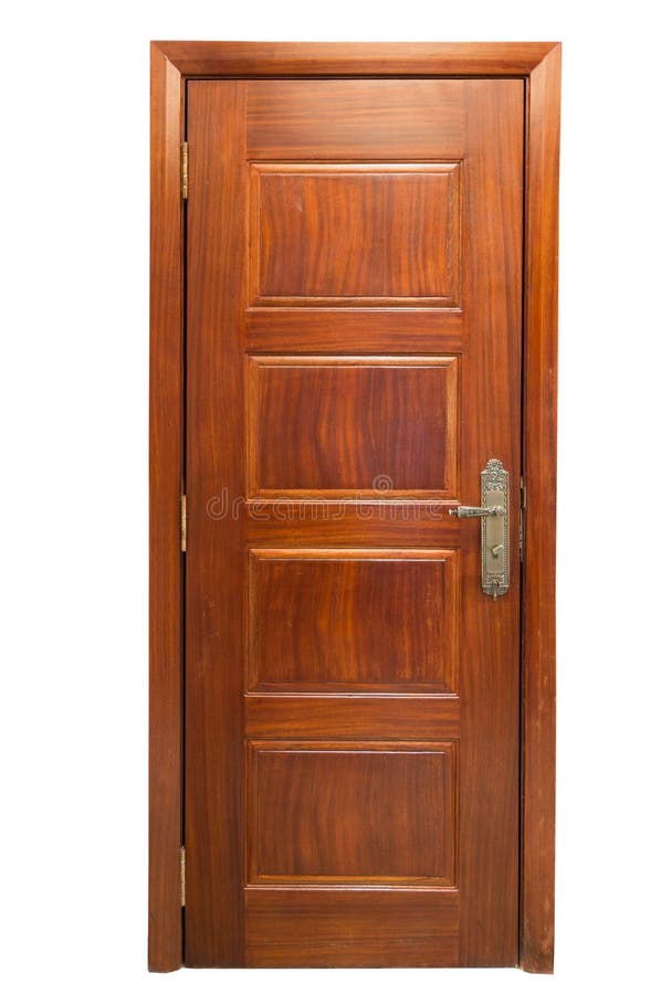 Wood Door with Glass on White Background. Stock Image - Image of glass ...