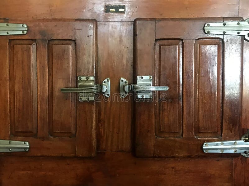 Wooden Doors of an Old Refrigerator in a Bar Stock Image - Image of ...