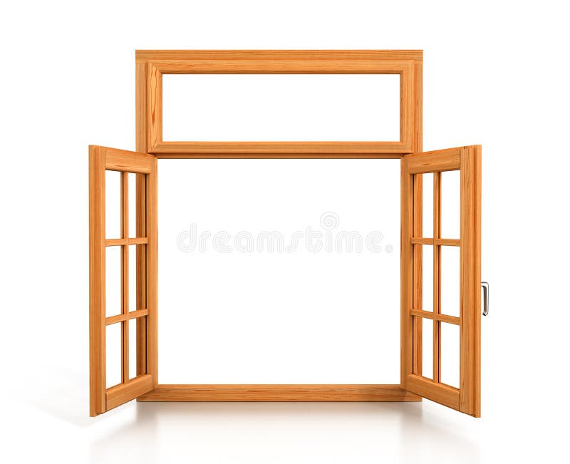 Wooden Double Window Opened Stock Illustration - Illustration of double ...