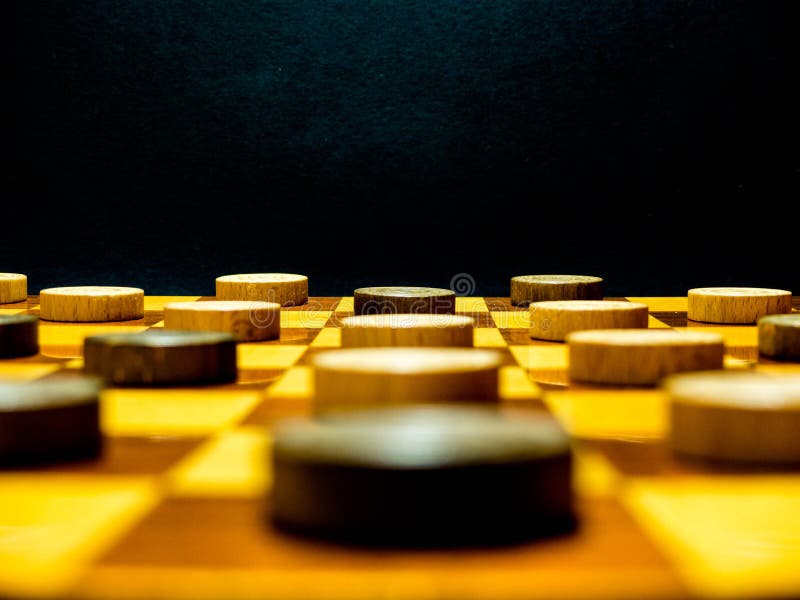 Wooden Draught Pieces on a Wooden Chessboard Stock Photo - Image of ...