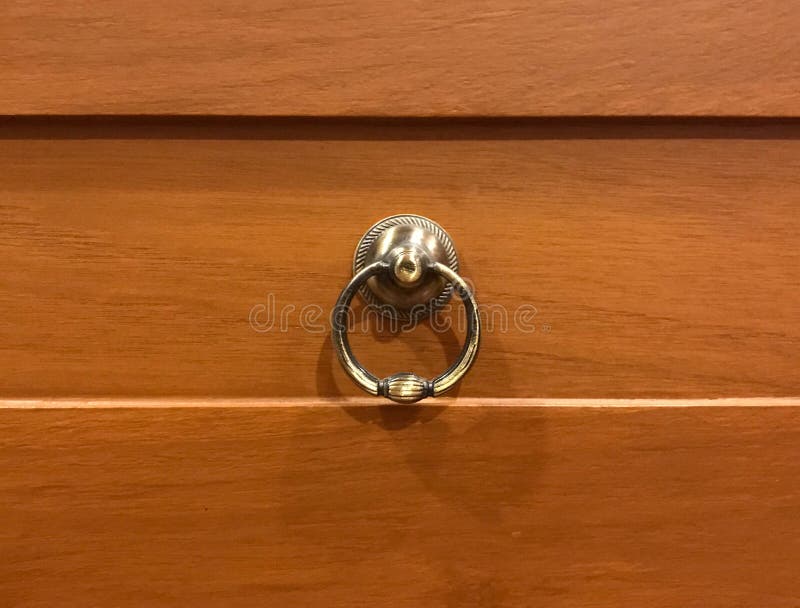 Wooden Drawer with Brass Knob Stock Photo - Image of front, vintage ...