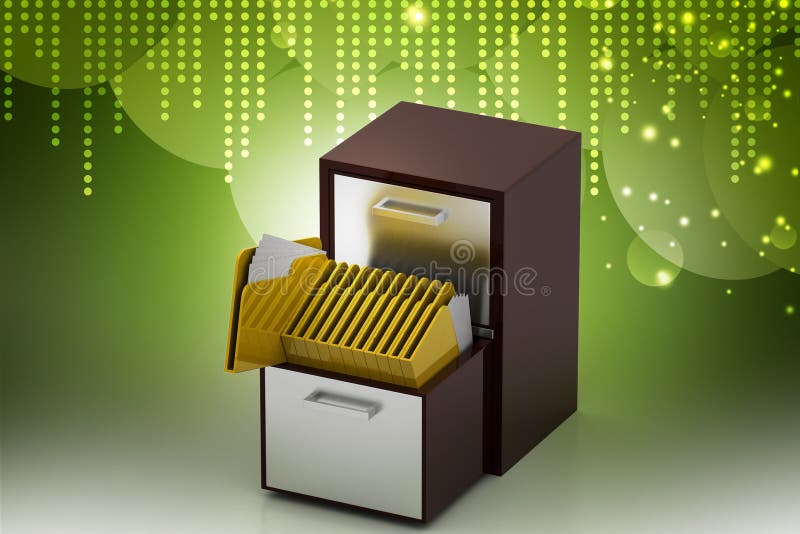 Wooden Drawer with File Folder Stock Illustration - Illustration of ...