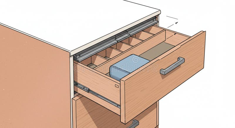 A Wooden Drawer Unit in Partial View Features an Open Drawer with ...