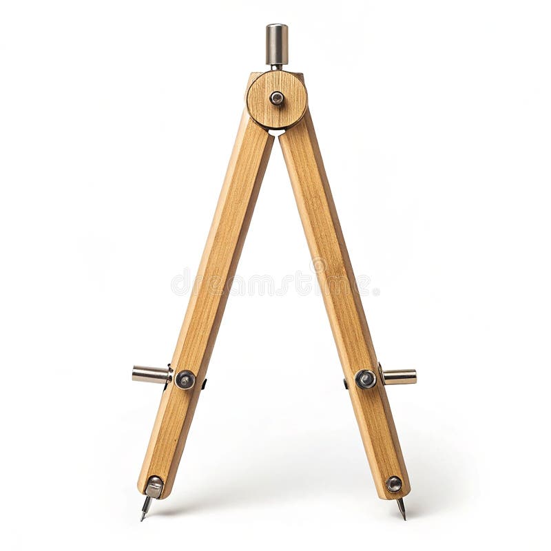 Wooden Drawing Compass with Metal Points and Adjustable Legs on White ...