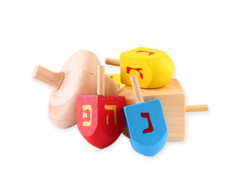 Wooden Dreidels for Hanukkah Isolated on White Background. Stock Image ...