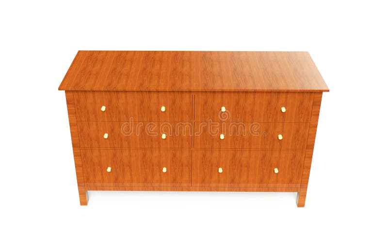 Wooden Dresser Isolated on White Background. 3d Render Stock ...