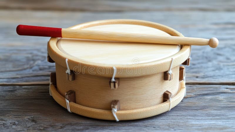 Small Wooden Drum with a Drumstick on Top Stock Illustration ...