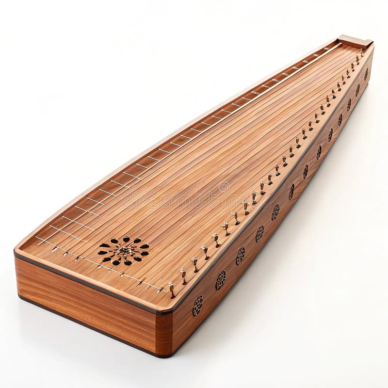 Wooden Dulcimer on White Surface Stock Illustration - Illustration of ...