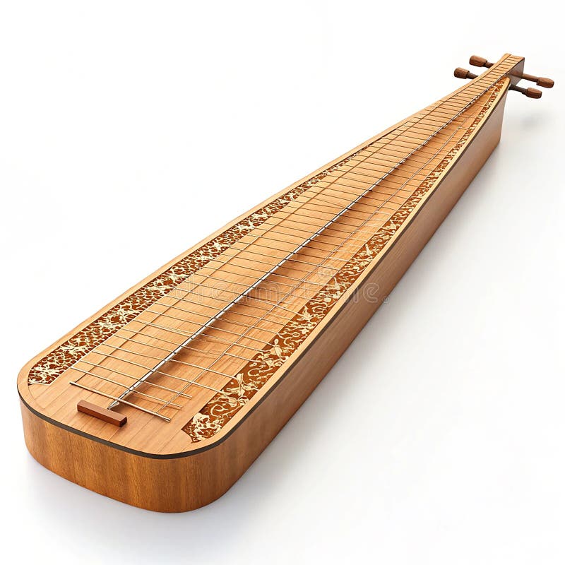 Wooden Dulcimer on White Surface Stock Illustration - Illustration of ...