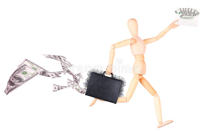 Wooden Dummy with Envelope Full of Money Stock Photo - Image of dollar ...