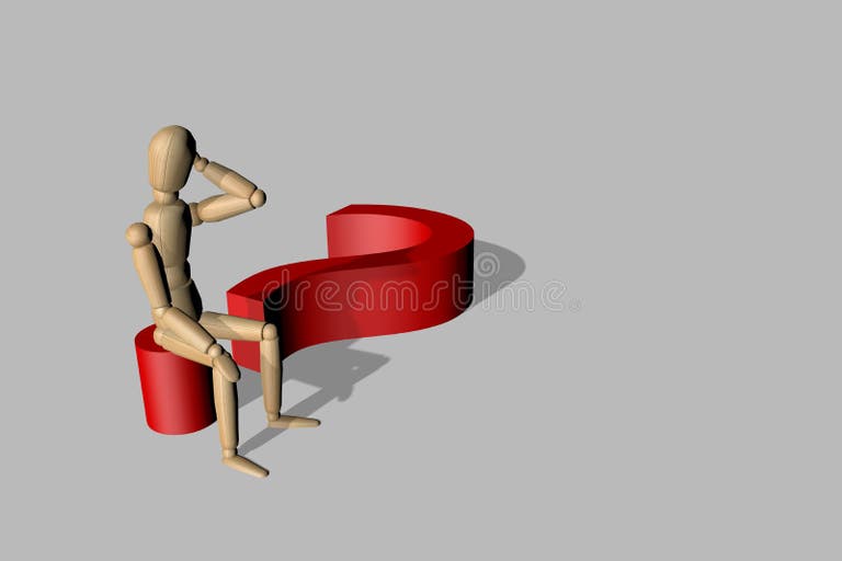 Wooden Dummy Look a Question Stock Illustration - Illustration of ...