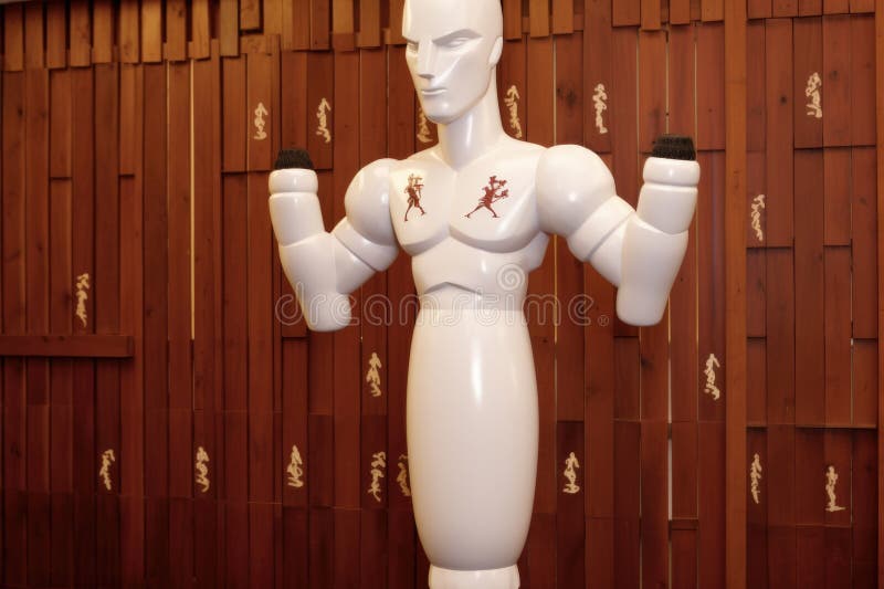 Wooden Dummy with Marks from Wing Chun Training in a Gym Stock Photo ...