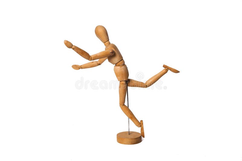 Wooden Dummy Sprinter Running Isolated Over White Background Stock ...