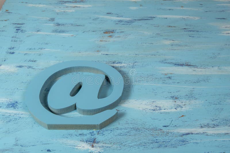 Wooden E Mail Symbols on the Table Stock Image - Image of email, icon ...