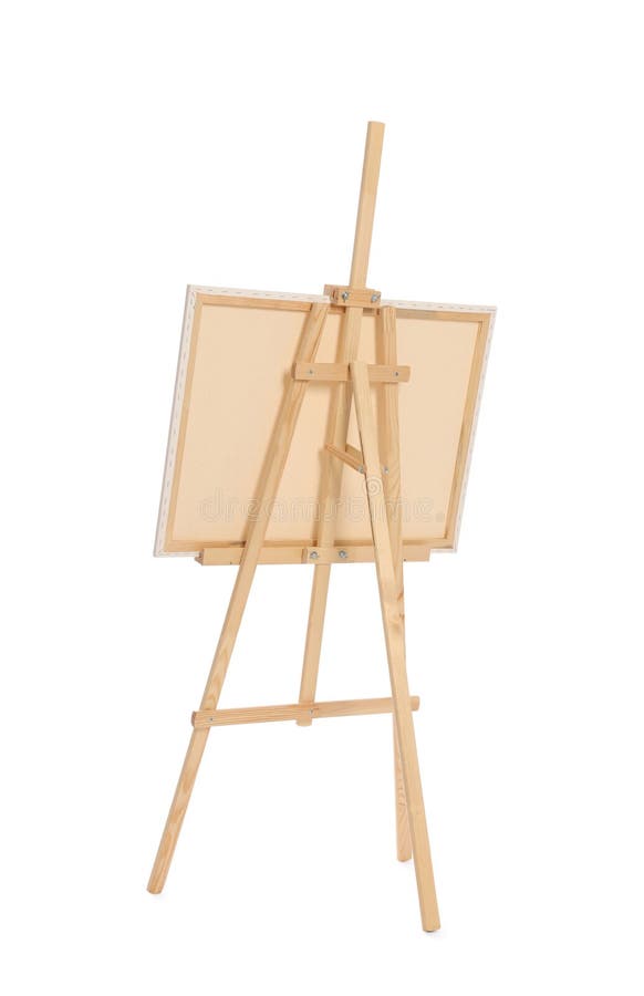 Wooden Easel with Canvas Isolated on White Stock Image - Image of ...