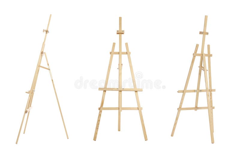 Wooden Easel Isolated on White, Different Sides Stock Image - Image of ...